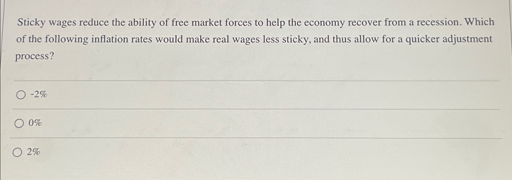 Solved Sticky wages reduce the ability of free market forces | Chegg.com