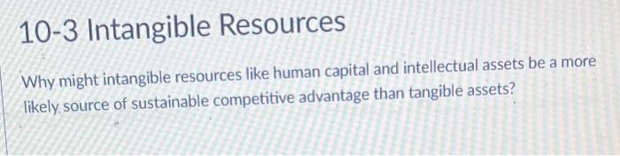 Solved 10-3 Intangible Resources Why might intangible | Chegg.com