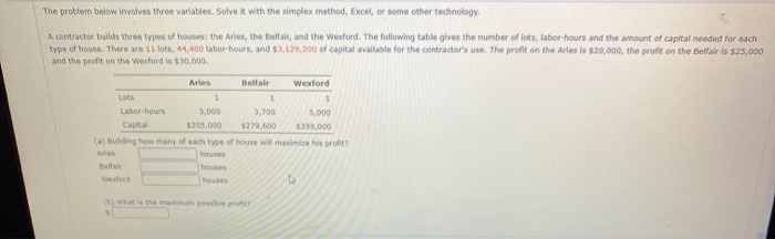 Solved The problem below involves three variables. Solve it | Chegg.com