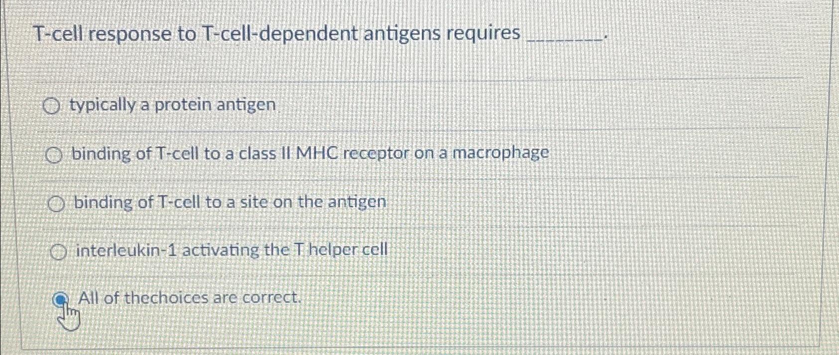 Solved T-cell response to T-cell-dependent antigens | Chegg.com