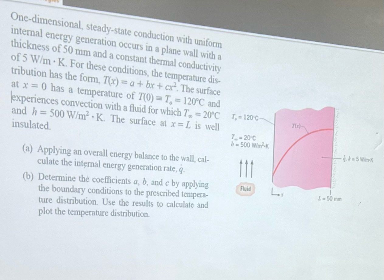 Solved One-dimensional, steady-state conduction with uniform | Chegg.com