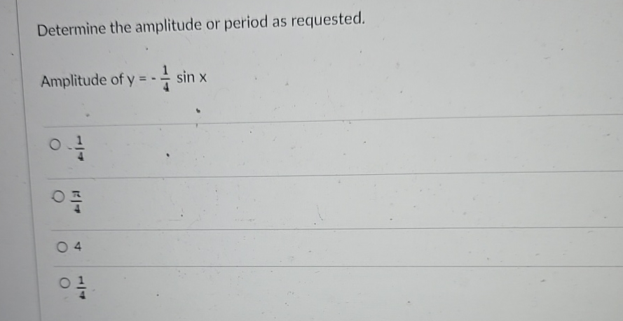 Solved Determine the amplitude or period as | Chegg.com