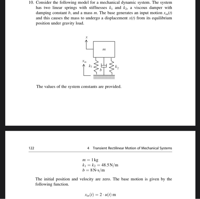 Solved 10. Consider the following model for a mechanical | Chegg.com