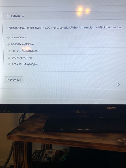 Solved Question 57 1.70 g of AgNO3 is dissolved in 1.00 | Chegg.com