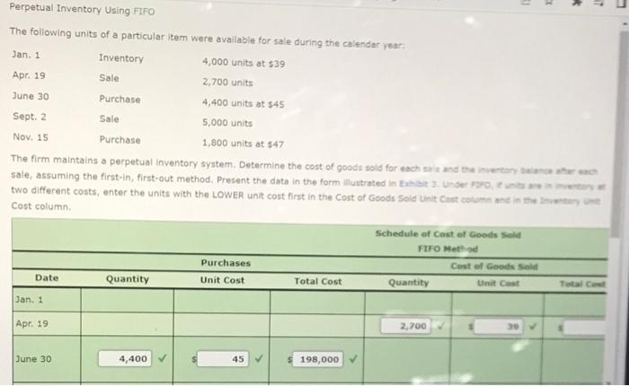 Solved Perpetual Inventory Using FIFO The following units of | Chegg.com