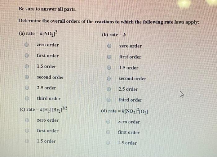 Solved Be sure to answer all parts. Determine the overall | Chegg.com