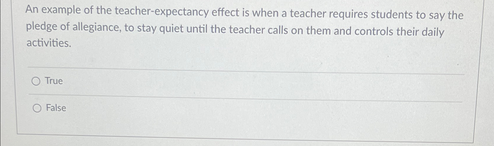 Solved An example of the teacher-expectancy effect is when a | Chegg.com
