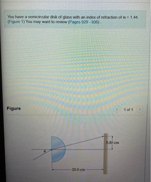 Solved You have a semicircular disk of glass with an index | Chegg.com