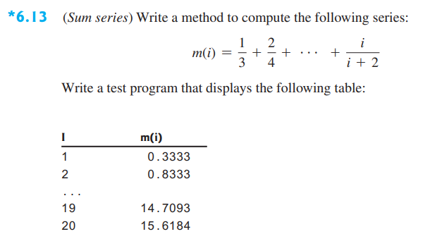 Solved *6.I 3 (Sum series) Write a method to compute the | Chegg.com Solved *6.I 3 (Sum series) Write a method to compute the | Chegg.com