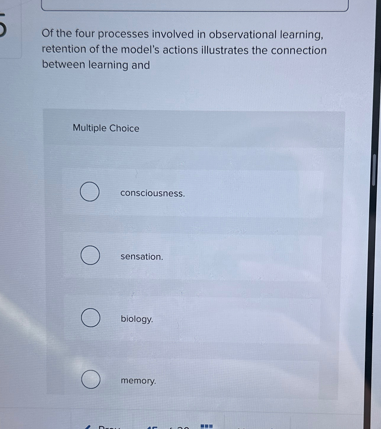Solved Of the four processes involved in observational | Chegg.com