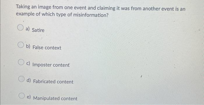 Solved Taking an image from one event and claiming it was | Chegg.com