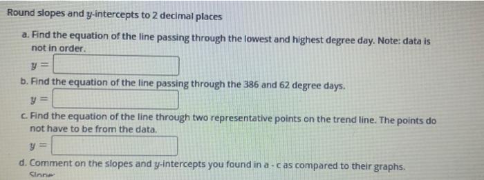 Solved Round slopes and y-intercepts to 2 decimal places a. | Chegg.com