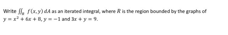 Solved Write ∬Rf(x,y)dA ﻿as an iterated integral, where R | Chegg.com