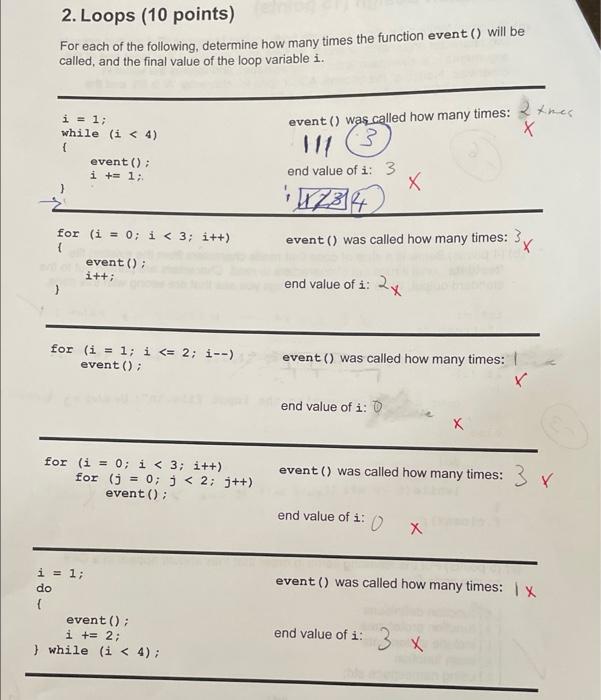 Solved 2. Loops (10 points) For each of the following, | Chegg.com