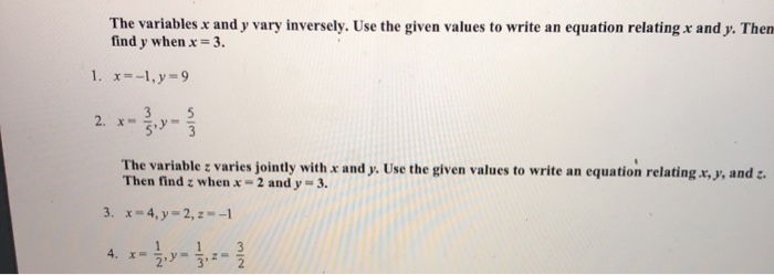 Solved The Variables X And Y Vary Inversely Use The Given