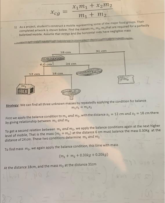 Solved Xcg Ximi + x2m2 mi + m2 1) As a project, student's | Chegg.com