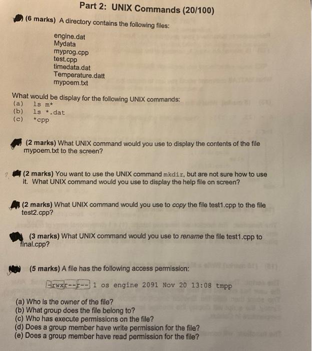 Solved What would be display for the following UNIX | Chegg.com