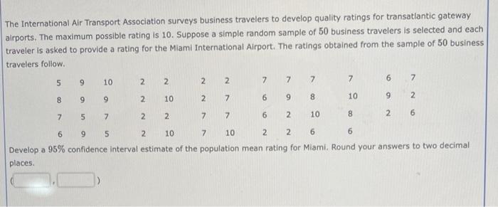 Solved The International Air Transport Association surveys | Chegg.com