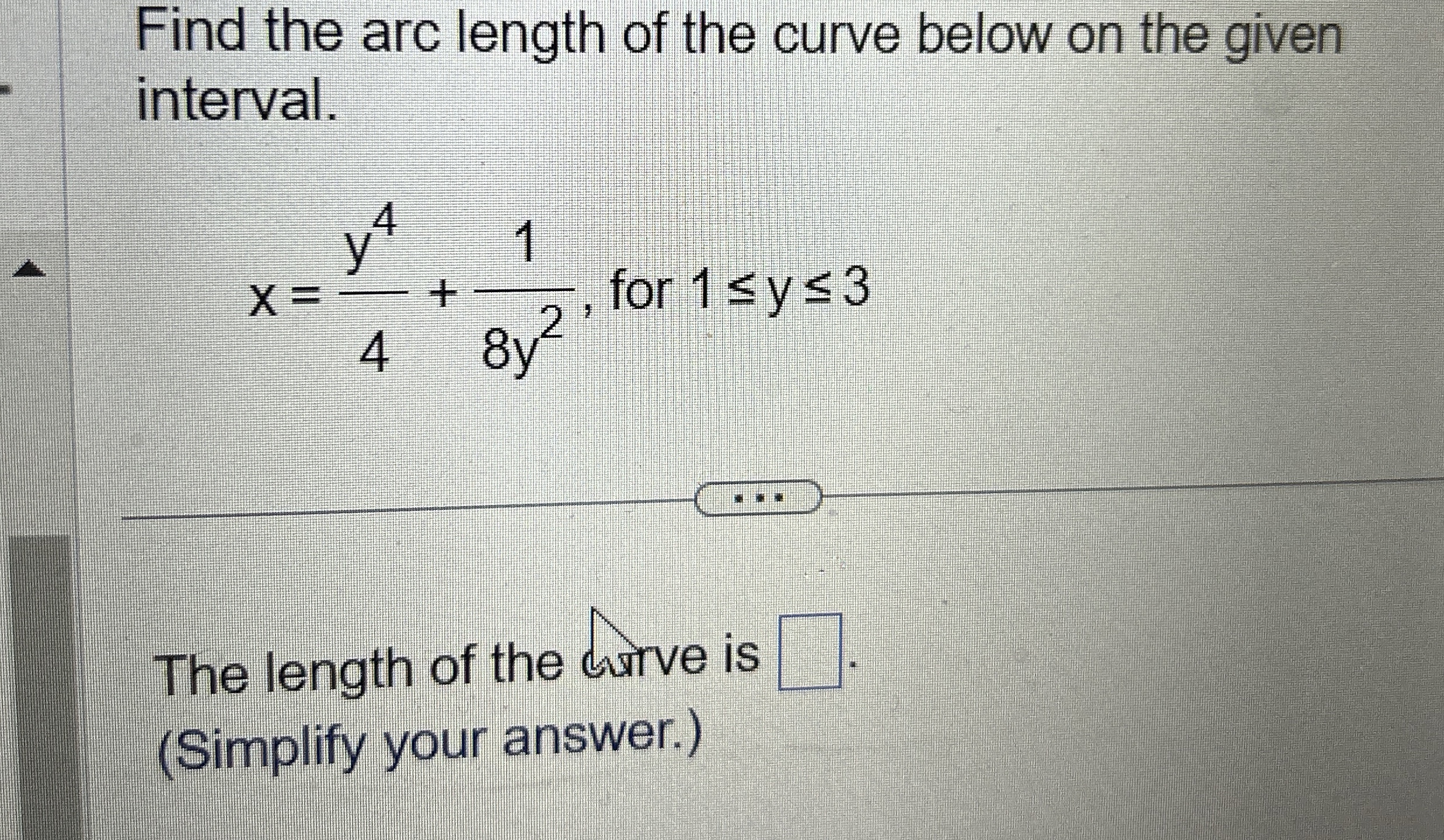 Solved Find the arc length of the curve below on the given | Chegg.com