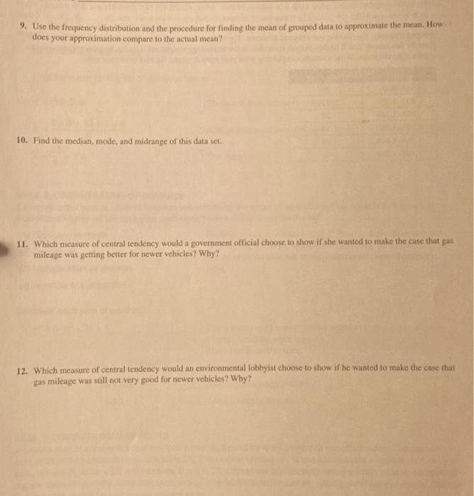Solved 9. Use the frequency distribution and the procedore | Chegg.com