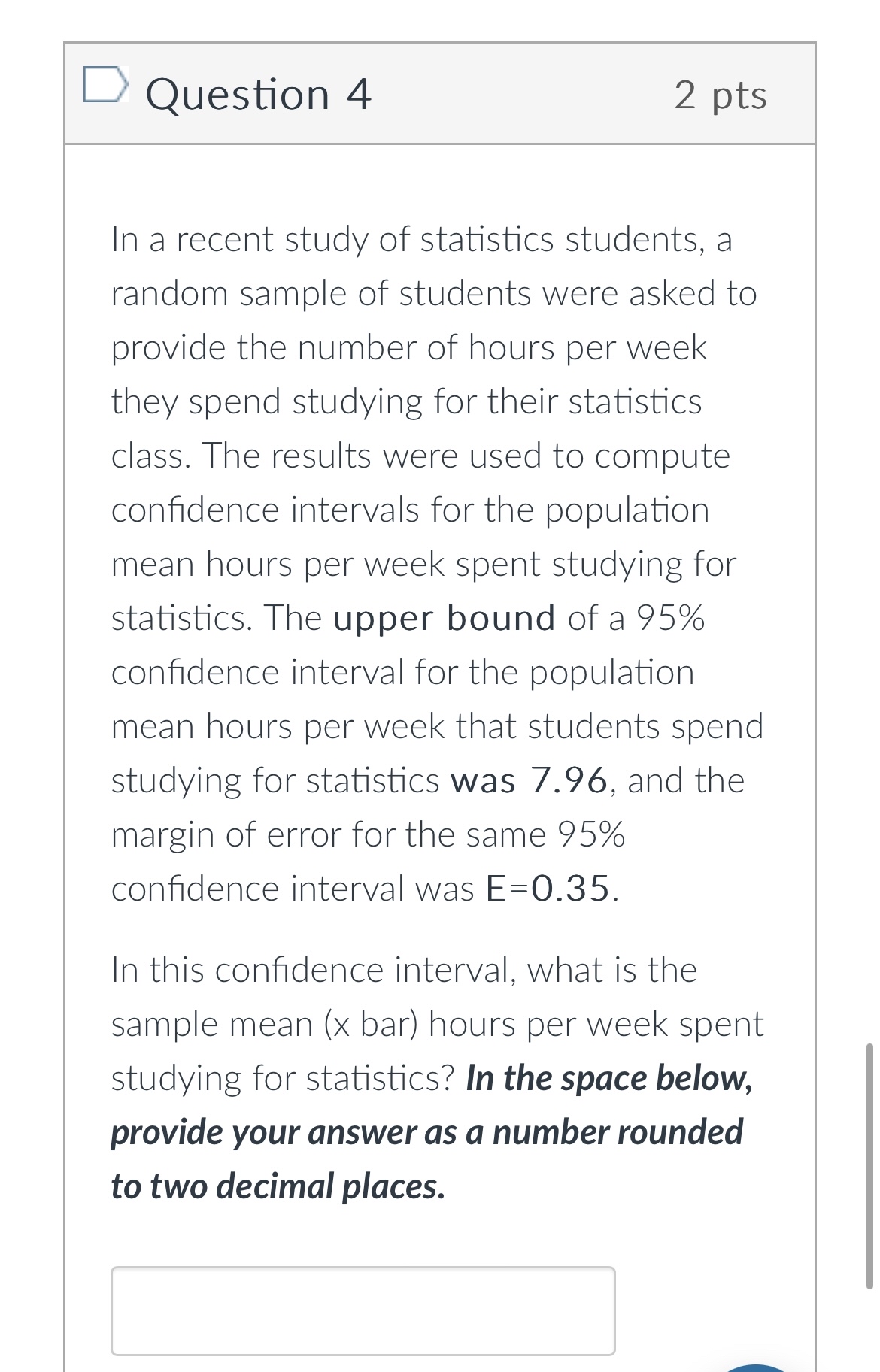 Solved Question 42ptsIn a recent study of statistics | Chegg.com