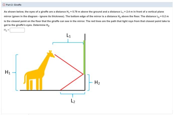 Solved As shown below, the eyes of a giraffe are a distance | Chegg.com
