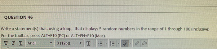 Solved Write A Statements ﻿that Using A Loop That 9344