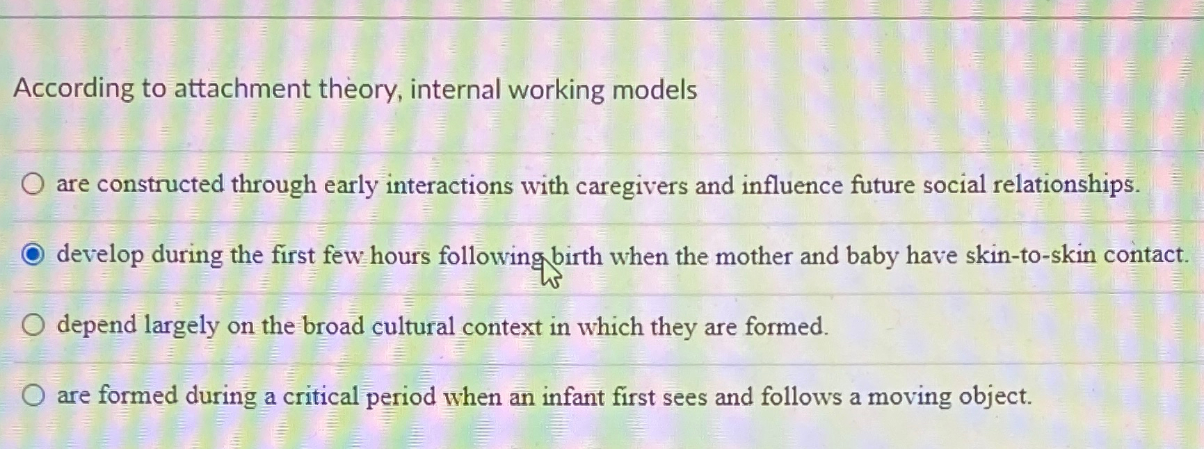 Solved According to attachment theory, internal working | Chegg.com