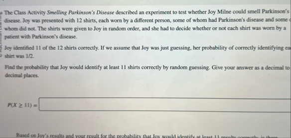 Solved The Class Activity Smelling Parkinson's Disease | Chegg.com