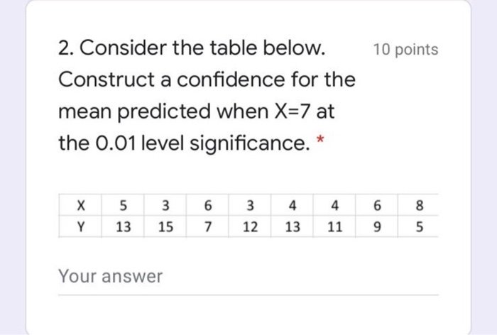 Solved 10 points 2. Consider the table below. Construct a | Chegg.com