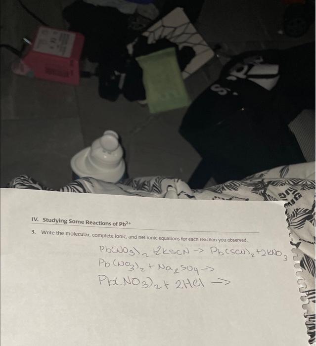 Solved 3 Write The Molecular Complete Ionic And Net Ionic 7883