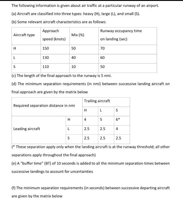 The following information is given about air traffic | Chegg.com
