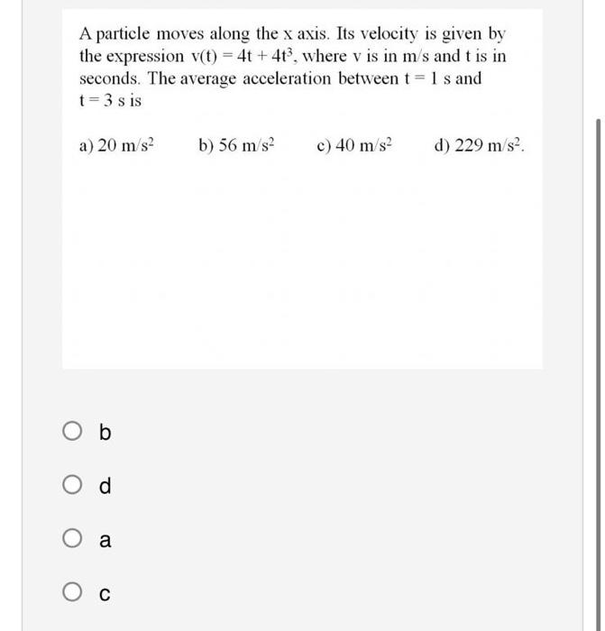 Solved A particle moves along the x axis. Its velocity is | Chegg.com