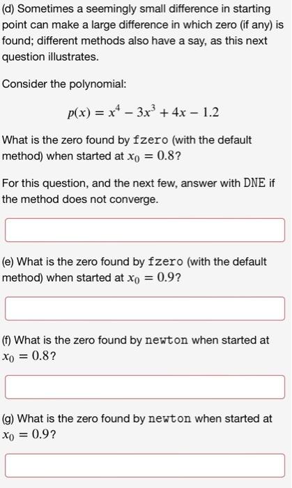 Solved (d) Sometimes a seemingly small difference in | Chegg.com
