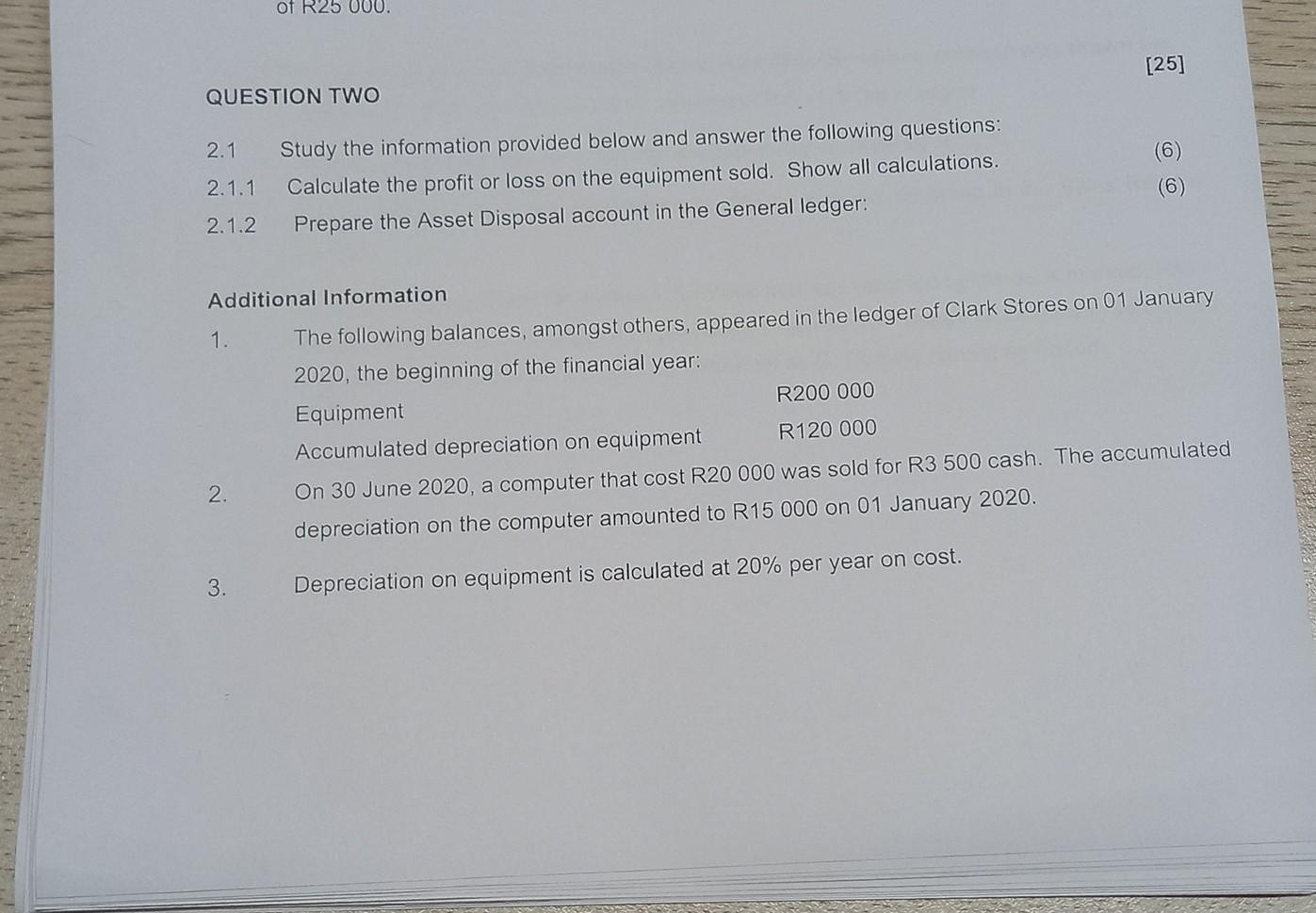 Solved QUESTION TWO [25] 2.1 Study the information provided | Chegg.com
