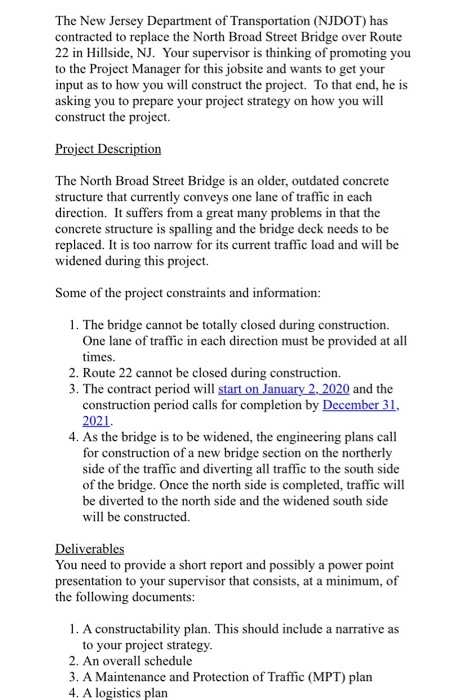 Solved The New Jersey Department of Transportation (NJDOT) | Chegg.com