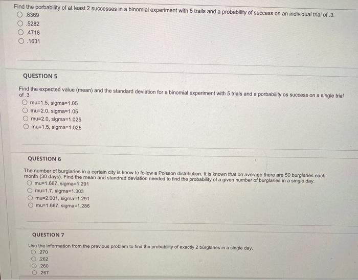 Solved Find the porbability of at least 2 successes in a | Chegg.com