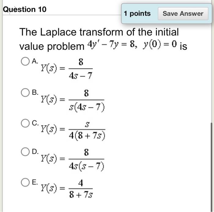 Solved The Laplace transform of the initial value problem | Chegg.com