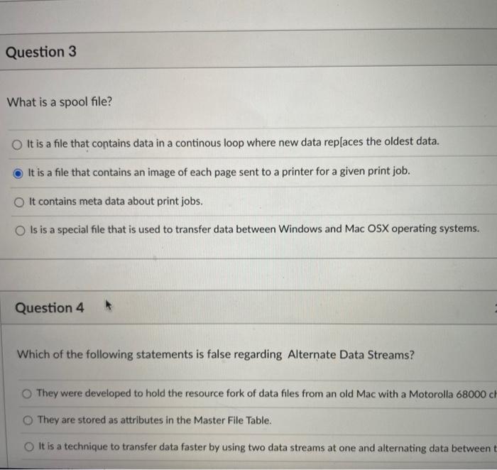 Solved What is a spool file? It is a file that contains data | Chegg.com