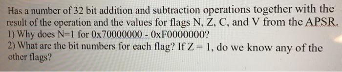 Solved Has a number of 32 bit addition and subtraction | Chegg.com