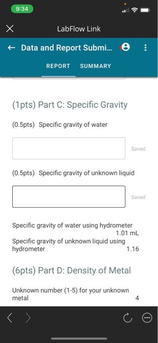 9:34 Х LabFlow Link + Data and Report Submi... 0 | Chegg.com
