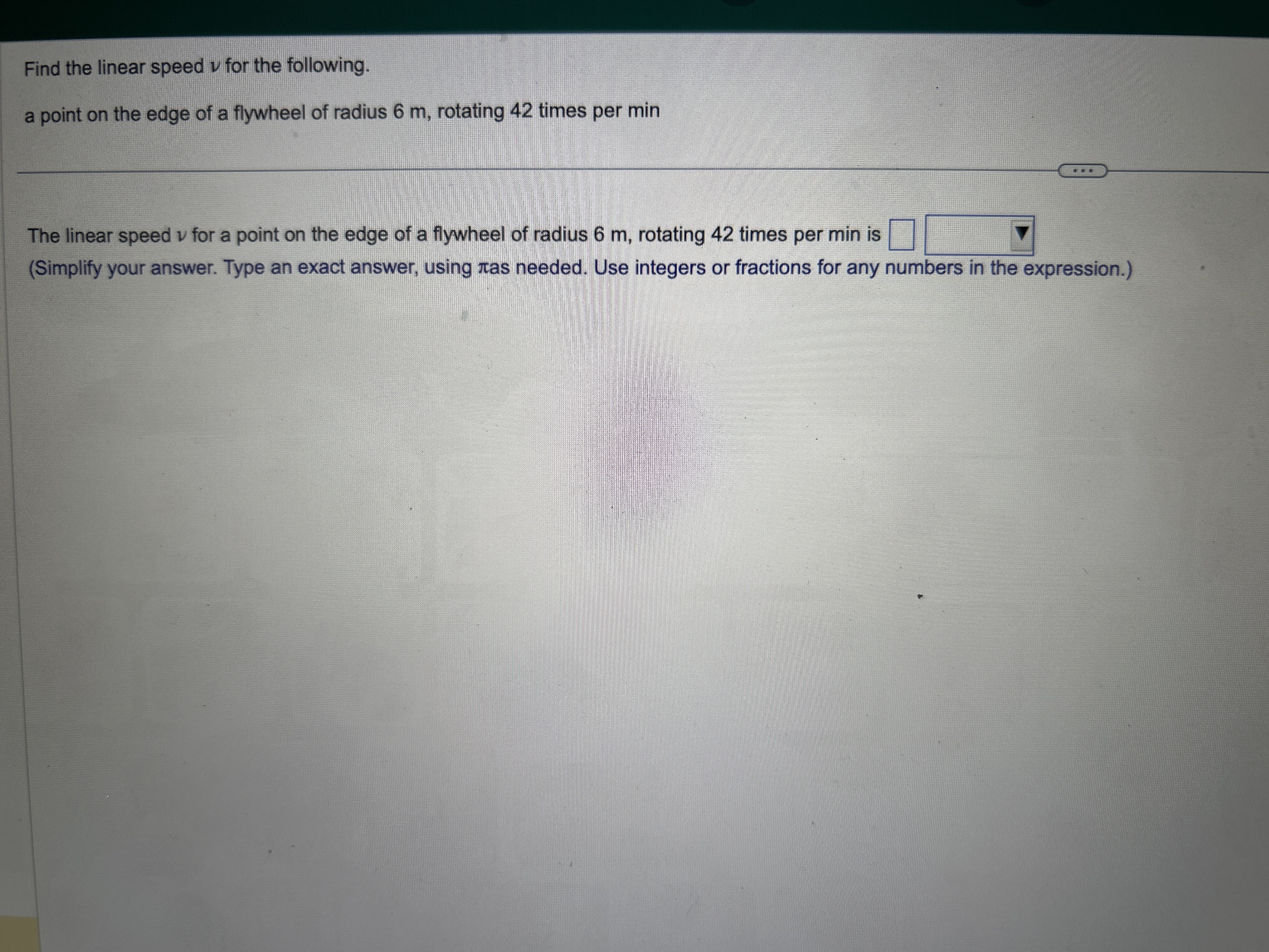Solved find thr linear speed v for the followinga point on | Chegg.com
