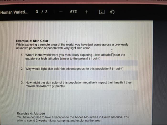 Solved Names: Lab 4: Modern Human Variation Exercise 1: | Chegg.com