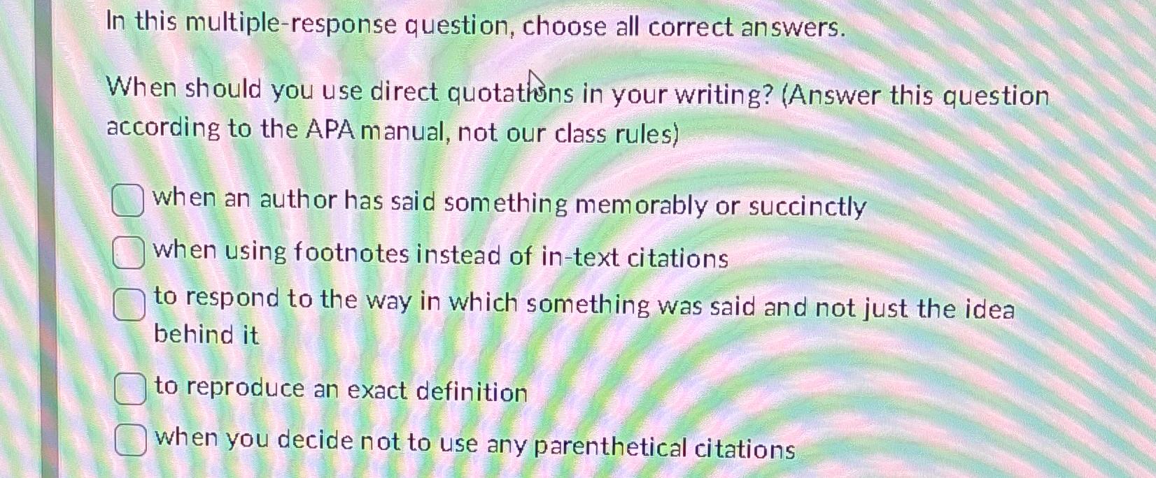 Solved In this multiple-response question, choose all | Chegg.com