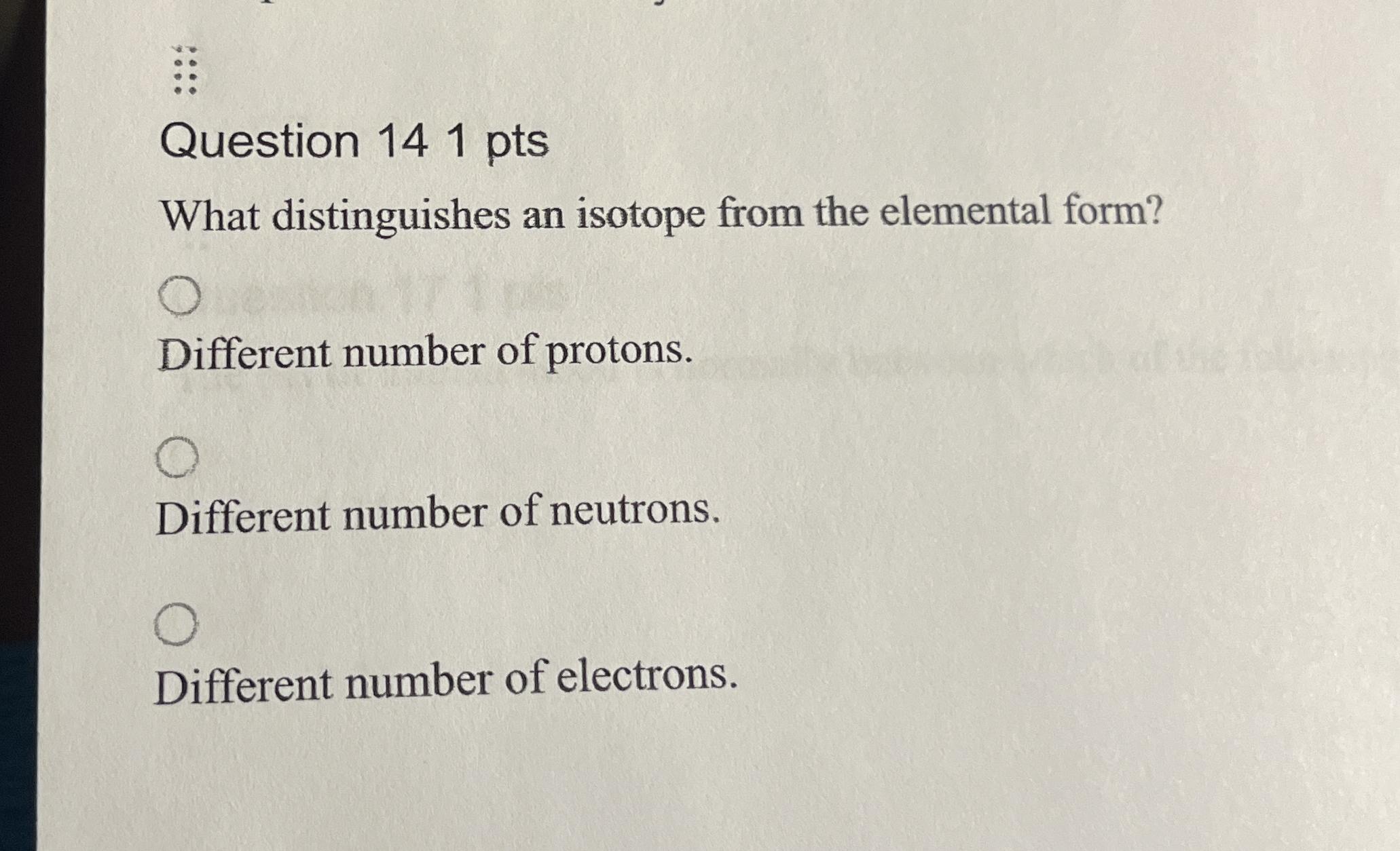 Solved Question 141 ﻿ptsWhat distinguishes an isotope from | Chegg.com
