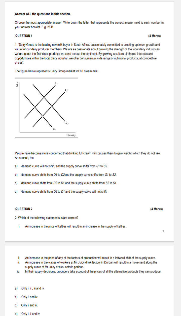 Solved Answer ALL the questions in this section. Choose the | Chegg.com
