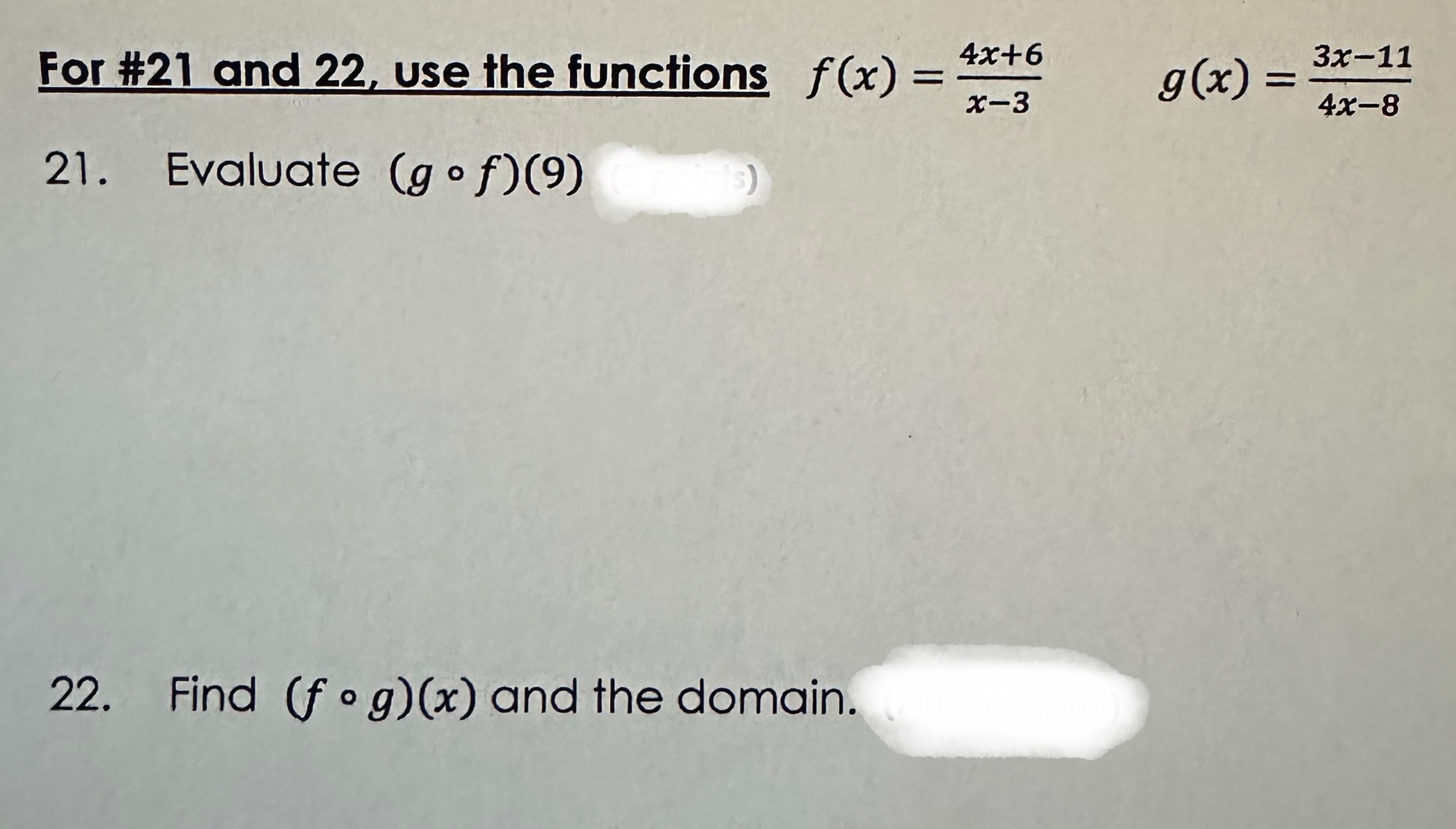Solved For #21 ﻿and 22, ﻿use the functions | Chegg.com