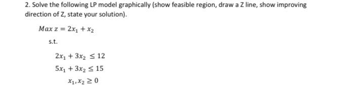 Solved 2. Solve the following LP model graphically (show | Chegg.com