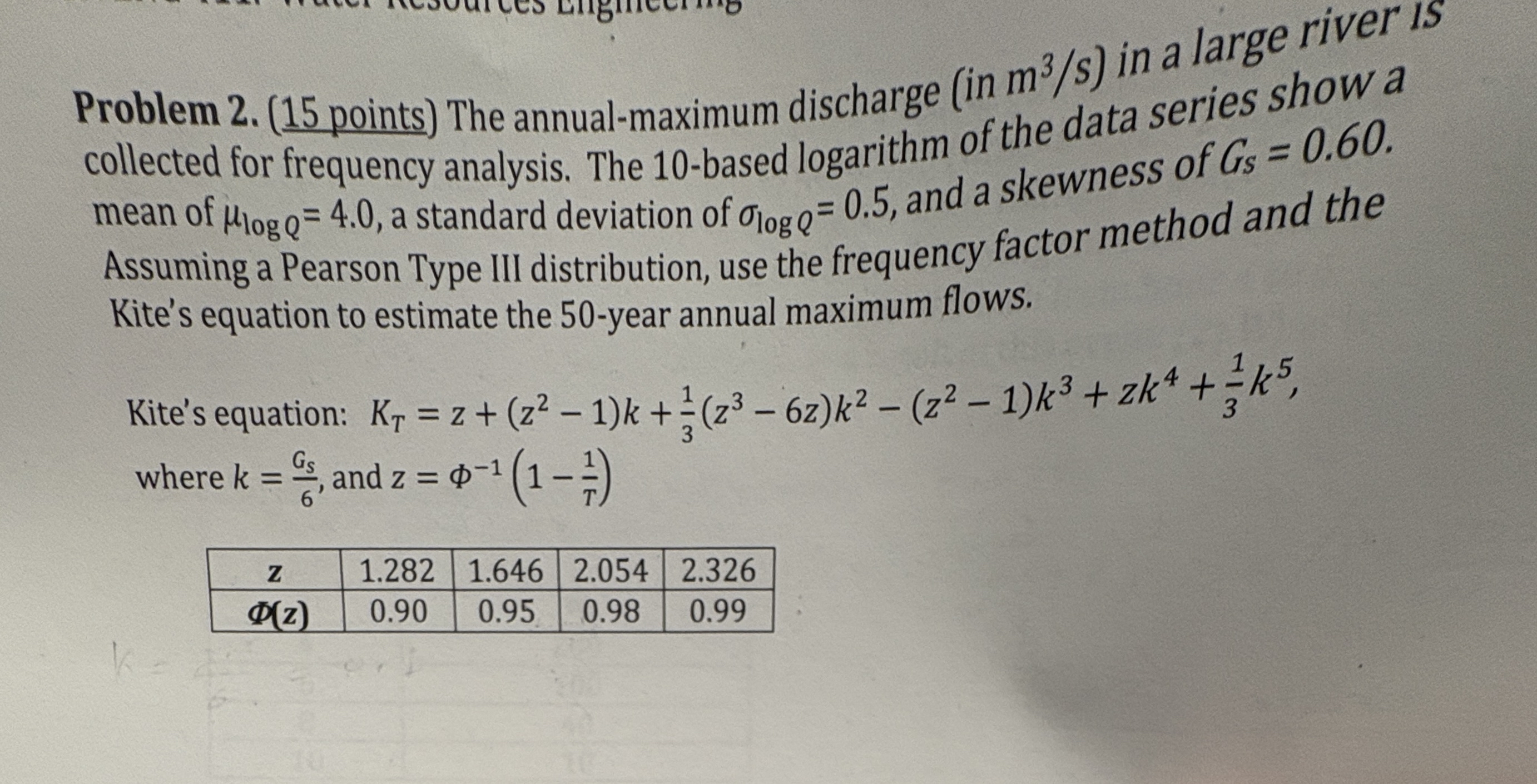 Solved Problem 2. ( 15 ﻿points) ﻿The annual-maximum | Chegg.com