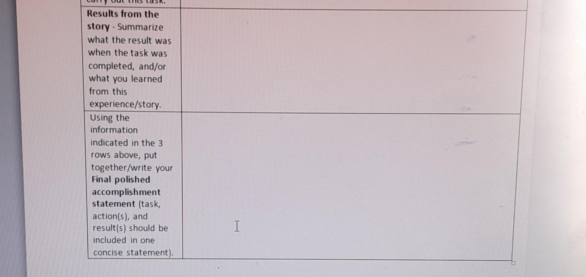 My STAR Stories and STAR statements Complete the | Chegg.com